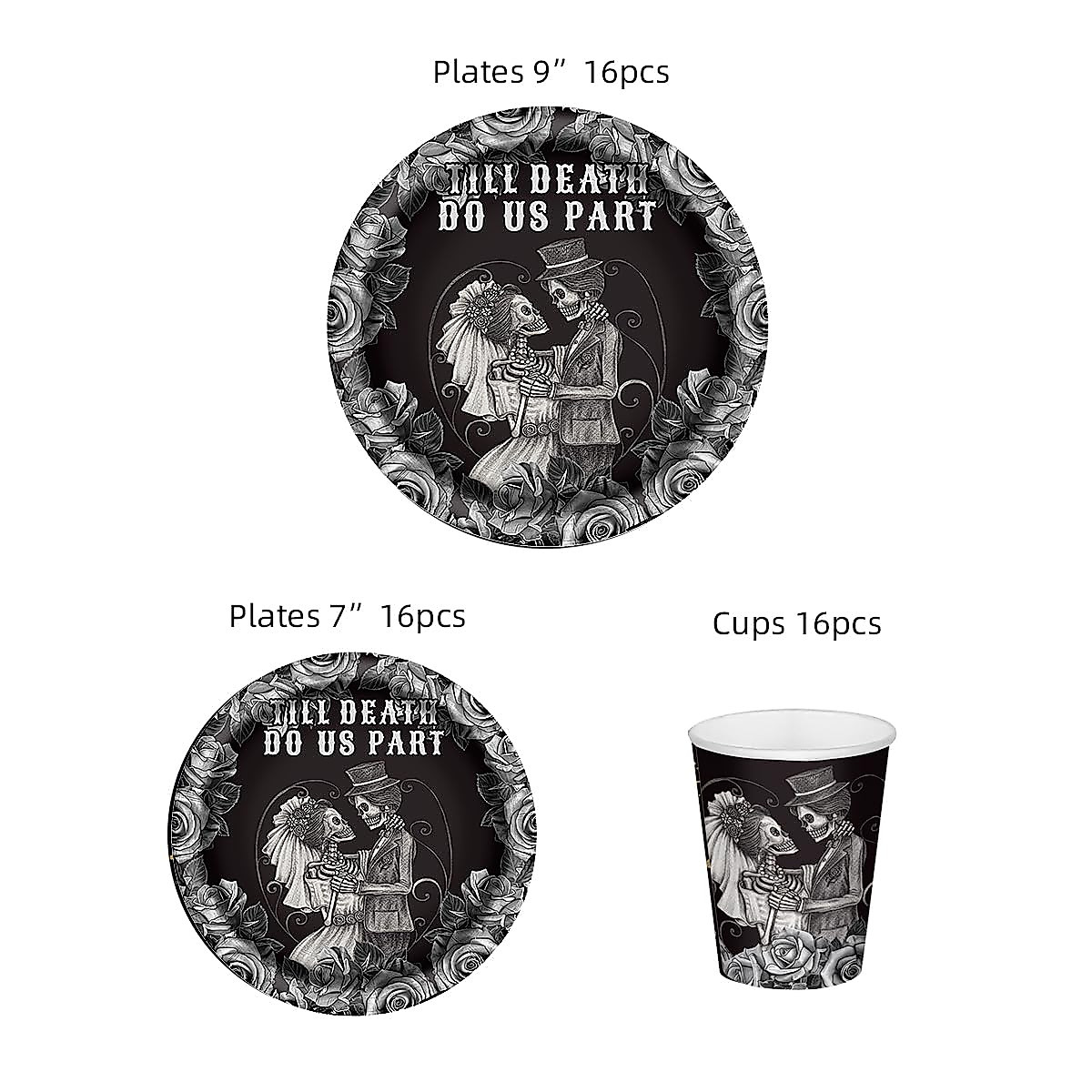 Till Death Do Us Part Wedding Decorations Set Serves 16, Till Death Do Us Party Wedding Bachelorette Decorations, Halloween Bachelorette Wedding Bridal Shower Engagement Party Decorations