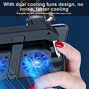 Shanrya Perfect Cooling Effect Cooling Fans with Holder, Mobile Phone Gamepad, Dual Cooling Fans, Comfortable Touch Playing Games for Smartphone(2500mah)