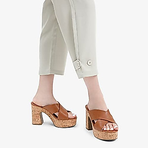 DREAM PAIRS Women's Brown Platform Heels Open Toe Slip on Heels for Women High Chunky Block Wedges Sandals Dressy Pumps Shoes SDHS2344W Size 7