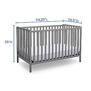Delta Children Heartland 4-in-1 Convertible Crib, Grey with Twinkle Stars Crib & Toddler Mattress