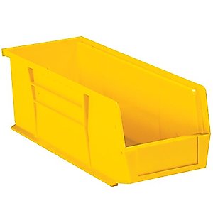 Plastic Stack & Hang Bin Boxes, 14 3/4" x 5 1/2" x 5", Yellow, 12/Case