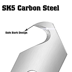 Bonsicoky 100PCS Utility Hook Blades Steel Razor Blades Safety Horn Knife Blades with Storage Box for Cutting Carpets, Wallpaper, Roofing Materials