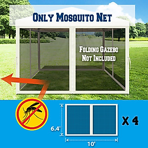 BenefitUSA Canopies 10' L X 6.4' W Mesh Wall Sidewalls for 10x10 FT Pop Up Canopy Screen Room, Pack of 4 (Walls Only) (Ecru)