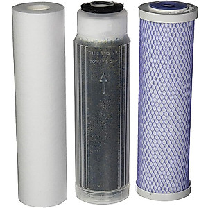 Reverse Osmosis Deionization (RODI) 10" Replacement Filter Kit (Sediment Cartridge, Carbon Cartridge, Color Indicating DI Cartridge Filled with MBD-30 Nuclear Grade Resin) by CFS