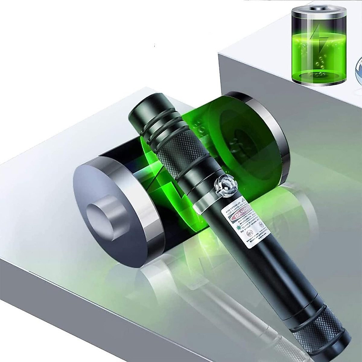 Green Laser Pointer Long Range High Power Tactical Green Beam Flashlight Laser pointer rechargeableUSB Laser Pointer Cat toys with Star Cap Adjustable Focus for Teaching Outdoor Hunting