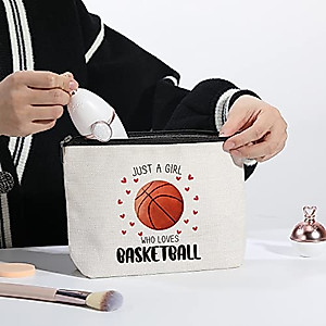 Basketball Gifts Basketball Bag Unique Gifts for Girls Her Female Basketball Sports Lover Player Birthday Gifts for Women Mom Friend Sister - Just A Girl Who Loves Basketball Travel Toiletry Bag