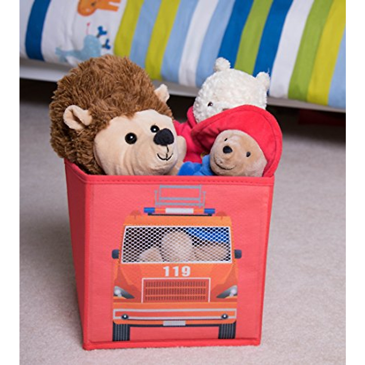 Clever Creations Collapsible Storage Organizer, Perfect Vehicle Themed Toy Chest for Storing Books, Shoes, Games and More, Fire Truck
