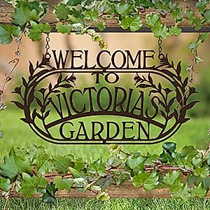 godblessign Welcome to The Garden Metal Sign, Custom Garden Sign, Metal Wall Decor for Home Kitchen Coffee Barthroom Bar, Modern Farmhouse Decor Housewarming Gift, Personalized Metal Sign 14" 18" 24"