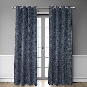 Decoberry Blackout Curtain Set - Includes 2 Blue and Black Triangle Pattern Curtains, Trinity, 52" X 108", 100% Light Blocking and Sound Filtering, Thermal Insulation - Geometric Design with Grommets