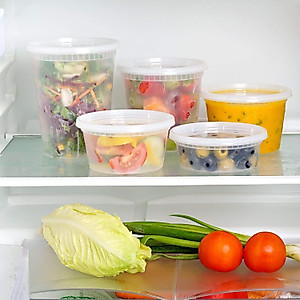 12 Pack 32 oz Food Storage Containers with Lids BPA-Free Leakproof Round Deli Cups Freezer Microwave Safe Meal Prep Containers Airtight Plastic Disposable Takeout Bowls for Kitchen and Restaurant Use