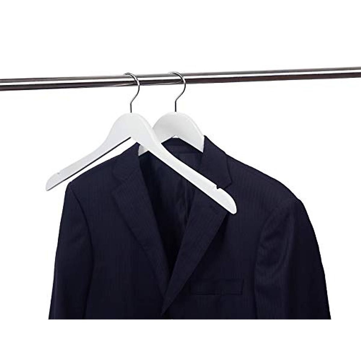 Nature Smile Solid Gugertree Wood Shirt and Dress Hangers with Notches with Antirust Chrome Hook Pack of 10 (White)