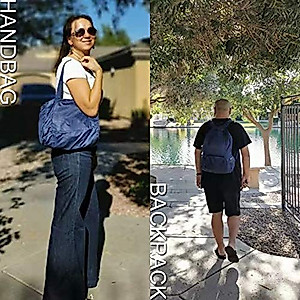 Travel Lite FOLDABLE LIGHTWEIGHT DURABLE WATER RESISTANT TRAVEL BACKPACK | PACKABLE BACKPACK | DAYPACK (Navy Blue)