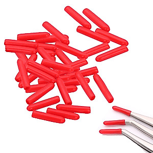 100 Pieces Red Plastic Eyelash Tweezers Cover Grafting Eyelashes Tips Covers Tweezer Point Protectors for Stainless Steel Straight Elbow Tweezers