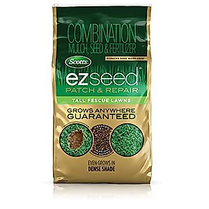 Scotts EZ Seed Patch & Repair Tall Fescue Lawns - 10 lb., Combination Mulch, Seed, and Fertilizer Mix with Tackifier, Repairs Bare Spots, Covers up to 225 sq. ft.