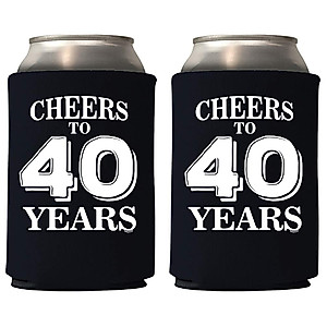 Veracco Cheers To 40 Years Forth Birthday Gift Forty and Fabulous Party Favors Decorations Can Coolie Holder (Black, 6)