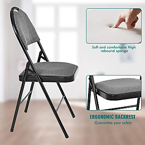 ReunionG 6 PCS Folding Chair, 6-Pack Portable Chairs with Upholstered Padded Seat and Back, Metal Frame Home Office Chairs (6 PCS)