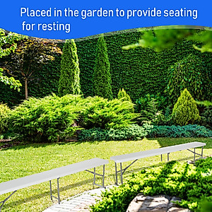 Soaoo 6 Pack 6ft Plastic Folding Bench Portable Outdoor Bench White Foldable Bench Seating with Carrying Handle for Indoor Outdoor Backyard Camping Picnic Dining Party