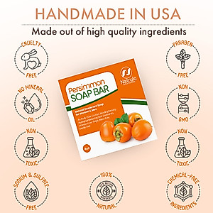 Persimmon Soap Bar for Body Odor Control – Purifying Deodorizing Body Wash with Japanese Persimmon & Green Tea Extract for Eliminating Nonenal Body Odor – Great for Skin Brightening,