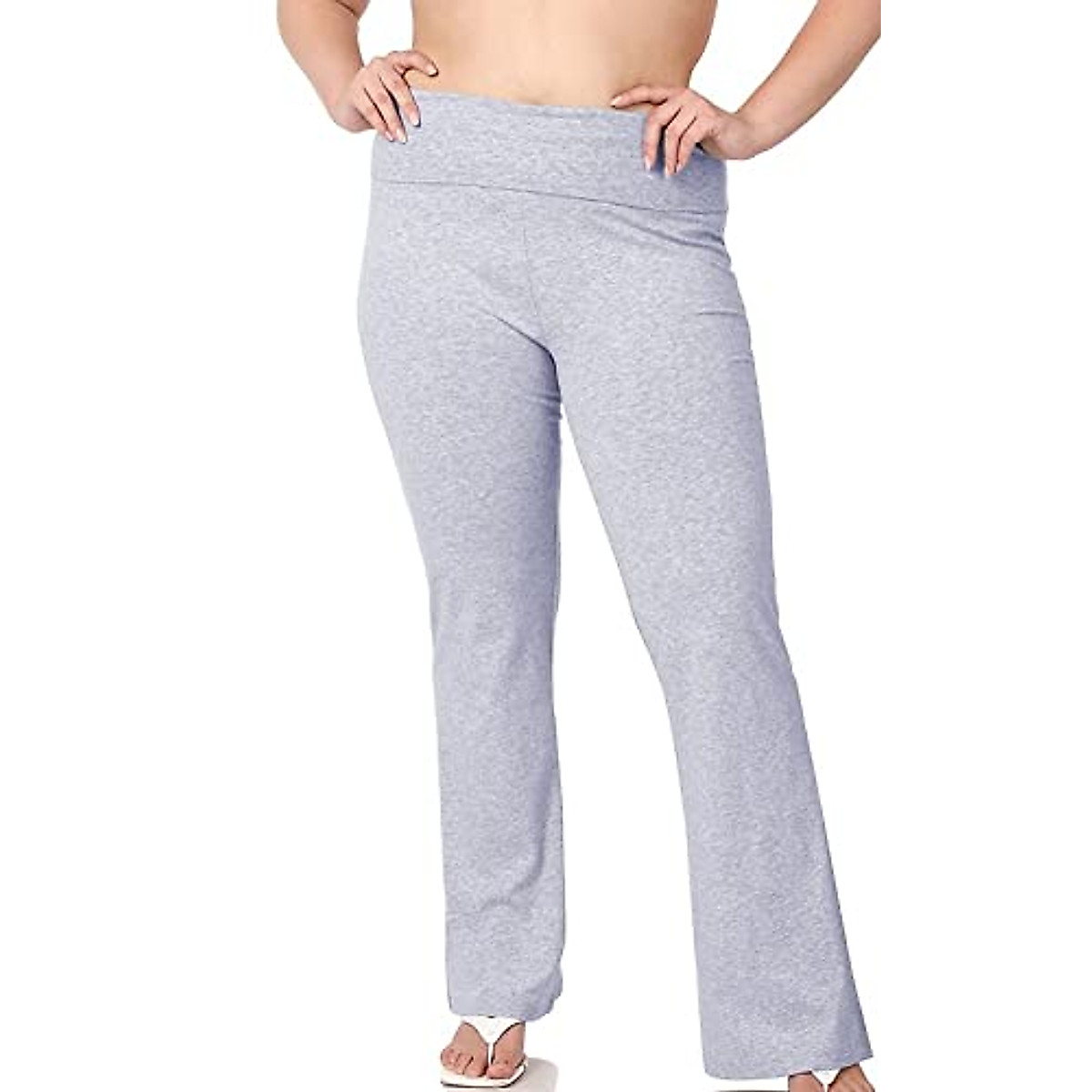 Zenana FOLD Over Yoga Pants Heather Grey