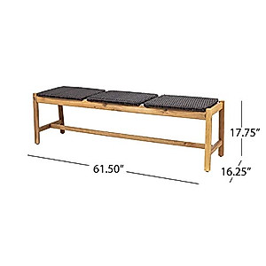 Christopher Knight Home Bonnie Outdoor 3 Seater Wicker Bench, Teak and Brown