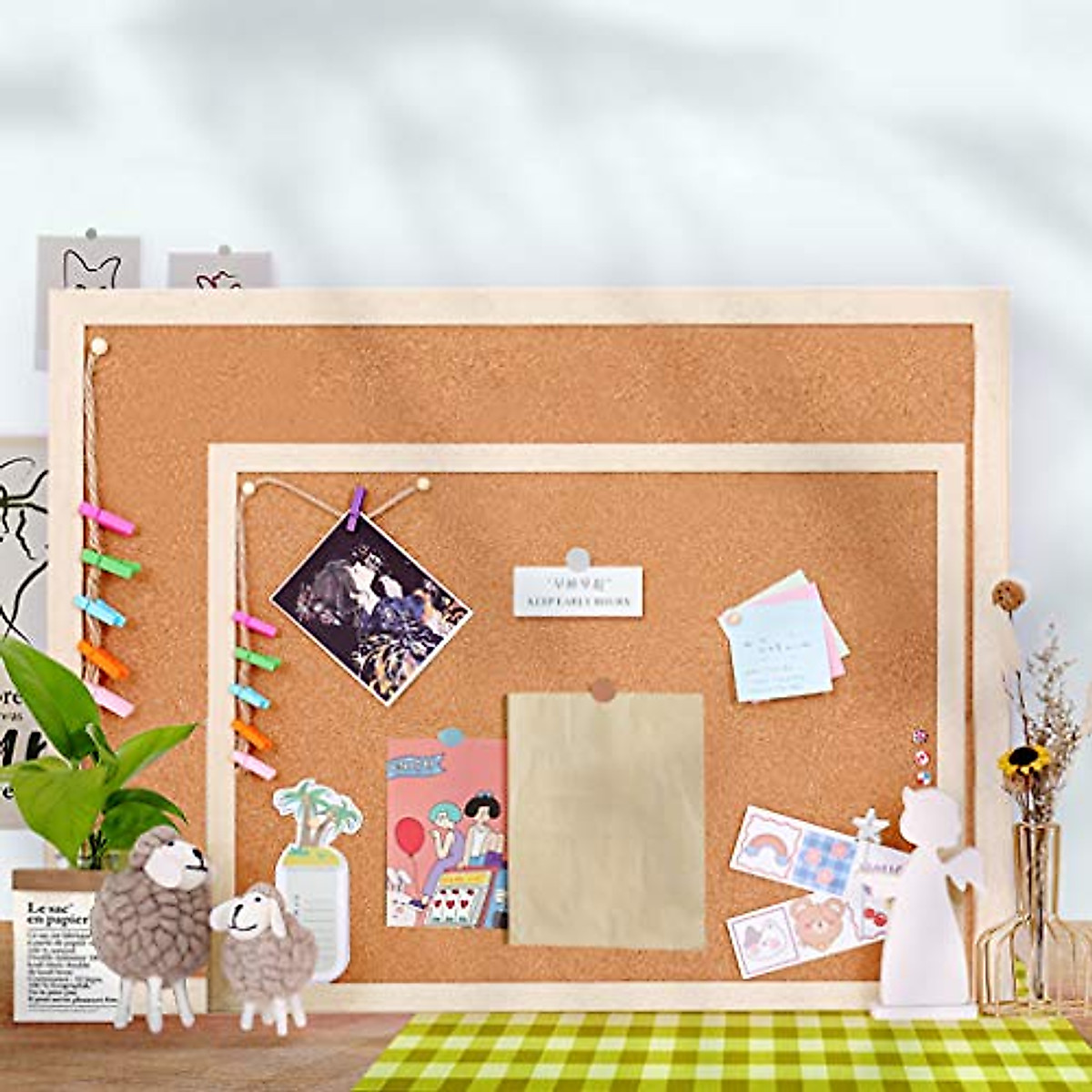 Cork Board Photo Wall, Home Wall-Mounted Message Board, Bulletin Board for Office or Classroom, Pushpin Board, memo Board