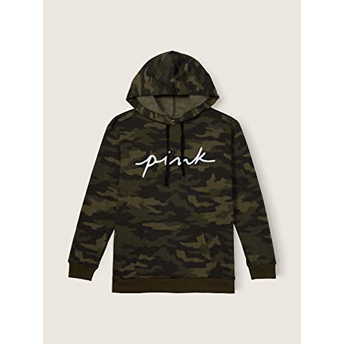 Victoria's Secret PINK Fleece Pullover Campus Hoodie, Carbide Camo, Small