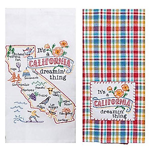 2 Piece Kay Dee Home State of California Embroidered Kitchen Towel Bundle