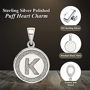 Auriga Fine Jewelry Sterling Silver Glitter Enamel Letter K Initial Circle Pendant Gift for Women