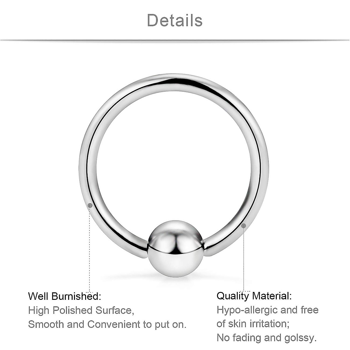 SCERRING 12PCS 12G Stainless Steel Captive Bead Ring Nose Rings Hoop Helix Daith Cartilage Tragus Earrings Nipple Eyebrow PA Body Piercing 8mm 10mm 12mm 14mm 16mm 19mm Silver