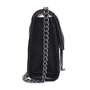 EVVE Quilted Crossbody Bag For Women, Lightweight Small Shoulder Purse With Chian Strap |Black