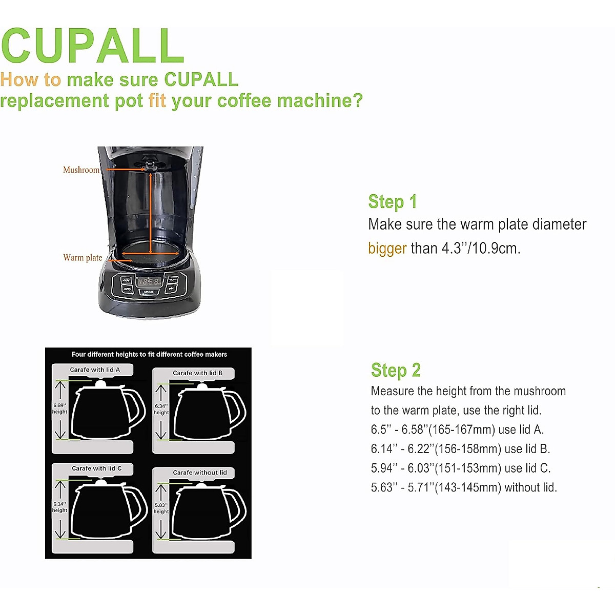 Coffee Machine Replacement 12-CUP Glass Pot, Compatible With Kitchenaid KCM1209 KCM1208 Cuisinart DCC 1220BKS, Capresso SG300, Gourmia GCM3260, Krups Essential Wamife Mueller 12 cups coffee machine