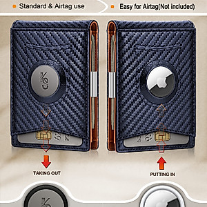 KEMISANT Mens Wallet For Airtag or Standard Use, Slim Front Pocket Wallet for Gift Men 11 Cards RFID Blocking