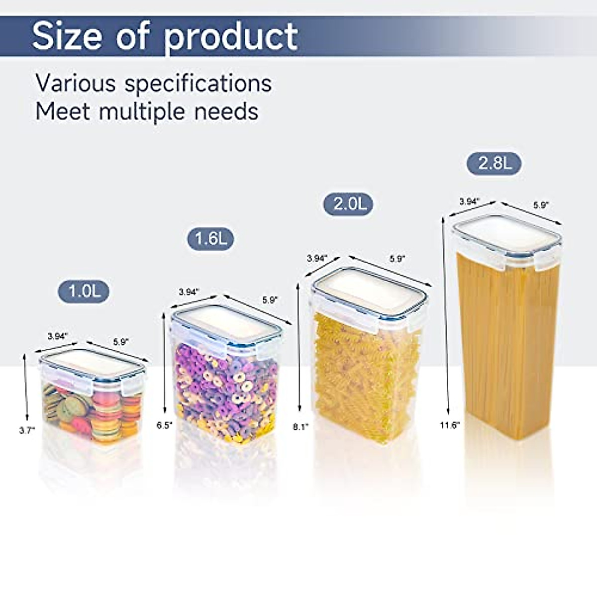 Hananojia Airtight Food Storage Container Set, BPA Free Plastic pantry organization and storage with Lids, 7 PCS Stackable Pop Food Containers for Pantry, Cereal, Pasta, Flour, Sugar Storage