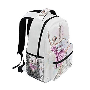 MOYYO School Backpack College Bookbag Travel Camping Laptop Daypack, Ballerina, 11.5x8x16 inch