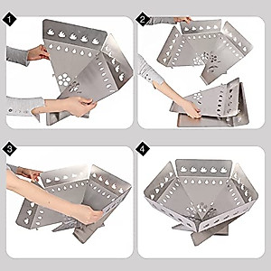 Lineslife Portable Collapsible Fire Pit for Camping, Stainless Steel Assemblable Firepits for Outside Wood Burning for Backyard, Patio, Garden