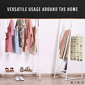 BINO Double Sided Hanging Jewelry Organizer - Beige | Necklace Bracelets & Earrings Storage | Portable Closet Organizer | Over-Door Accessories Holder with Pockets | Wardrobe Cabinet Jewelry Hanger