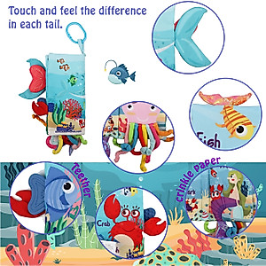 Fish Baby Books 0-6 Months,Crinkle Cloth Books for Babies,Touch and Feel Baby Book Toys Infant 0-3-6-12-18 Months, Toddlers,Interactive Infant Sensory Toys,Shower Baby Gifts Christmas for Boys Girls