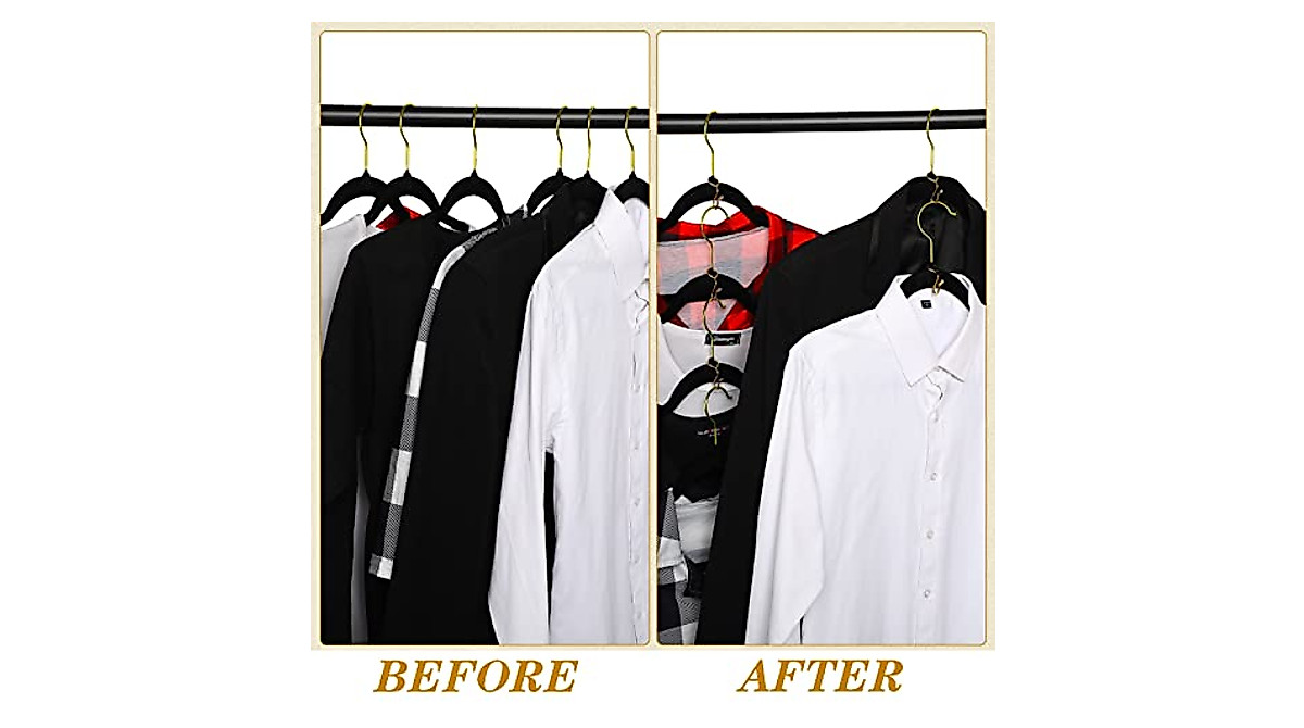 50 Gold Clothes Hanger Connectors for Space Saving & Organization