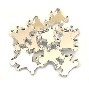 Super Cool Creations Teddy Bear Shaped Crafting Mirrors, Set of 10, Many Colours, Shatterproof Acrylic, Gold Mirror, Pack of 10 x 5cm