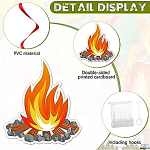 52 Pcs Camping Birthday Party Decorations, Happy Camper Party Hanging Swirls Ceiling Decor Happy Birthday Banner Camping Cupcake Toppers Campfire Centerpiece for Kids Birthday Baby Shower Supplies