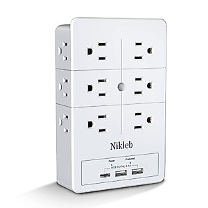 Outlet Extender Surge Protector Nikleb, Multi Plug Outlet with USB Ports Total 3.1A, USB Wall Charger Multiports with C Adapter, USB&Outlet Splitter Heavy Duty, Wall Plug Extender for Gaming Stuff