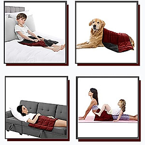 Joyching Weighted Lap Pad for Kids Adult Pet 20 x 30 inches 3lbs, Back and Shoulder Soft Cooling Small Heavy Throw Blanket with Glass Beads (Black/Burgundy Reversible)