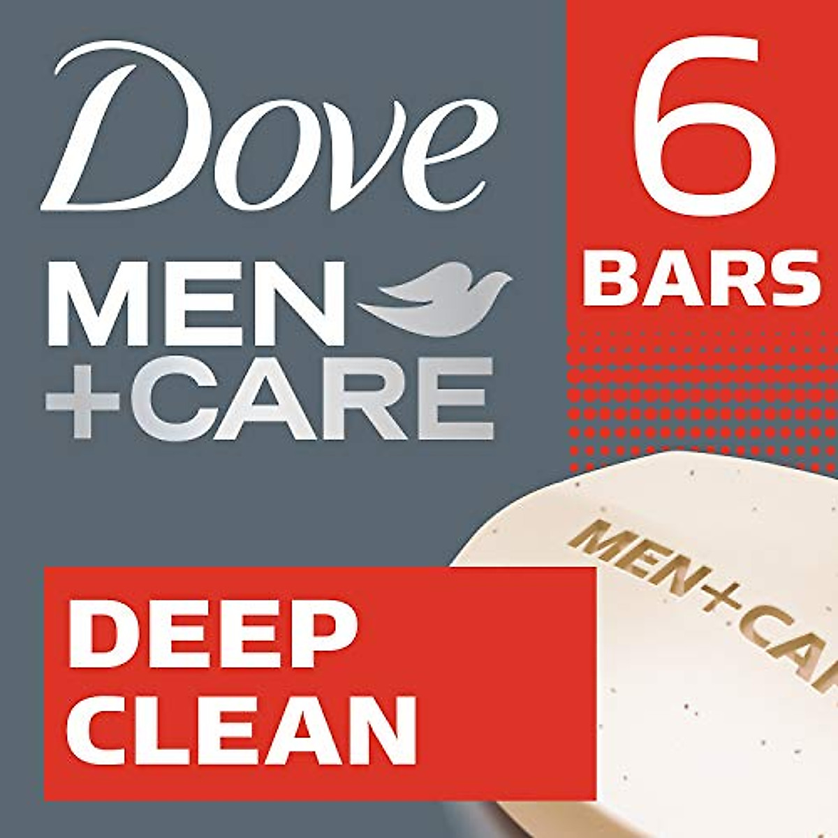 Dove Men+Care Body Soap and Face Bar More Moisturizing Than Bar Soap Deep Clean Effectively Washes Away Bacteria, Nourishes Your Skin,3.75 Ounce (Pack of 6)