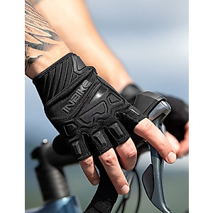 INBIKE Cycling Bike Gloves Padded Half Finger Bicycle Gloves Shock-Absorbing Anti-Slip Breathable MTB Road Biking Gloves for Men/Women