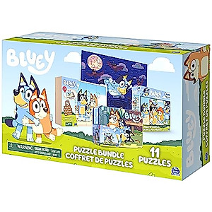 Bluey 11 Puzzle Bundle Set, 8- and 24-Piece Wood, Fuzzy, & Die-Cut Jigsaw Puzzles for Preschoolers and Kids
