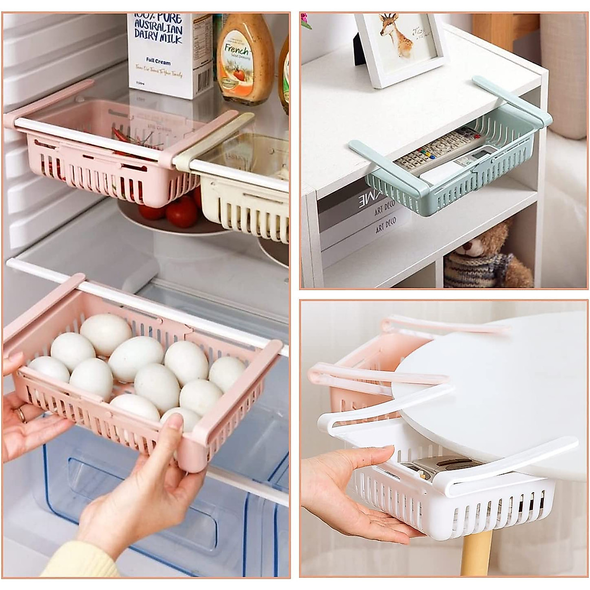 Fridge Organizer Storage Refrigerator Pull Drawer Under Shelf Fridge Organizer Box Kitchen Food Space Saver Shelf