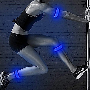 Emmabin [4 Pack LED Slap Armband Lights Glow Band for Running, Replaceable Battery - 4 Modes (Always Bright/Quick Flashing/Slow Flashing/Off), 35cm Glow Bracelets with 4Pcs (Mode: EB-AB4X35)