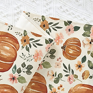 Sambosk Fall Pumpkin Table Runner, Autumn Thanksgiving Floral Table Runners for Kitchen Dining Coffee or Indoor and Outdoor Home Parties Decor 13 x 72 Inches SK095