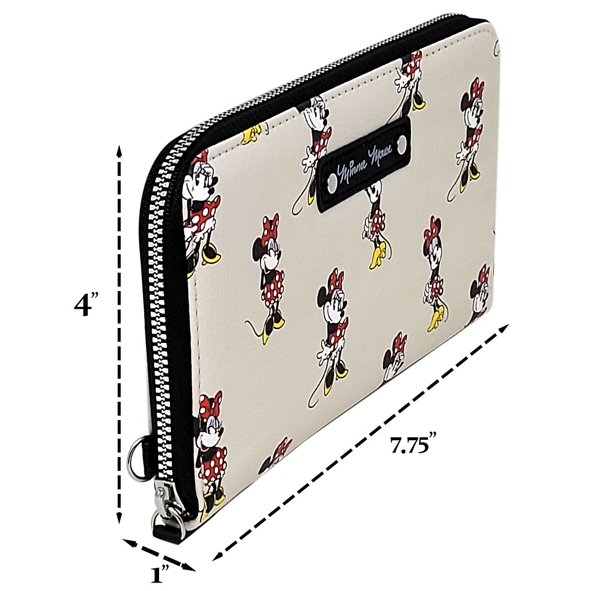 Disney Wallet Wristlet Zip Clutch Faux Leather (Minnie Mouse Cream)