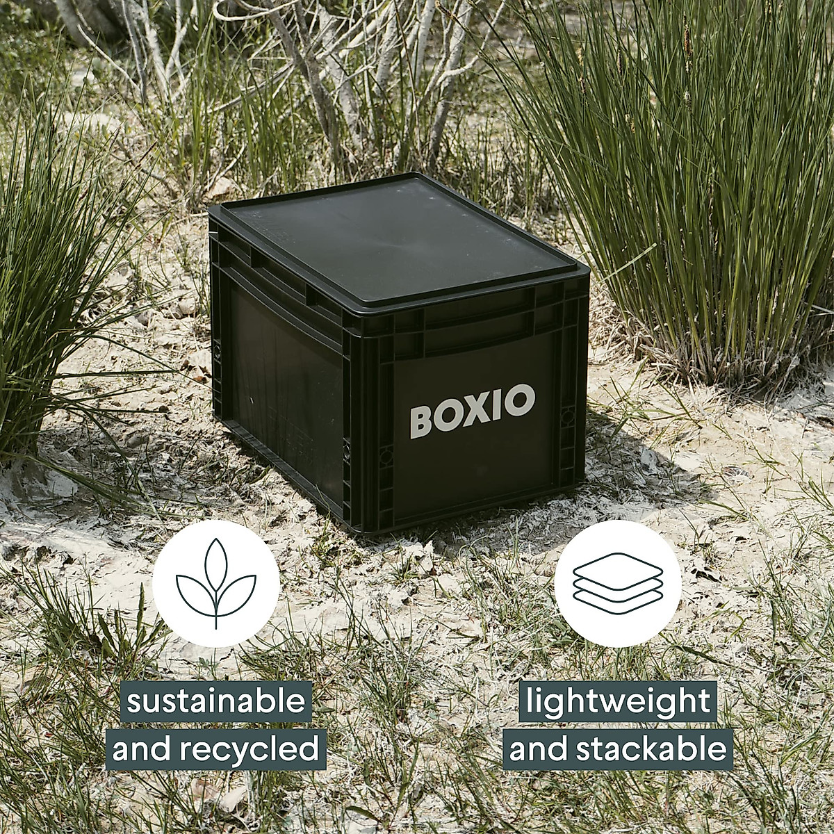 BOXIO – Solo Up: Storage Box – Euro Box 15.7" x 11.8" x 4.7" – Perfect Plastic Transport Box for Camping, Boat or Garden – Stackable with Other Euro Containers and Stacking Boxes